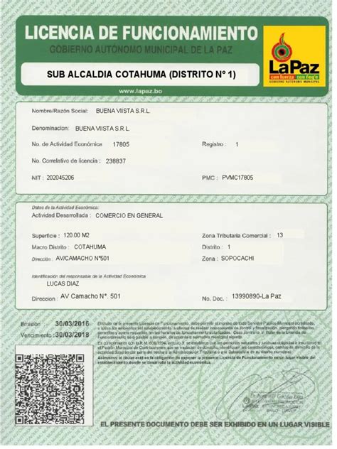 Licencia De Funcionamiento Pdf