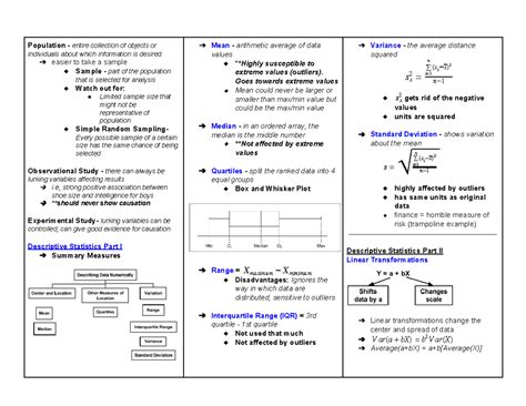 14 Pages Statistics Cheatsheet 1569539259 Population Entire