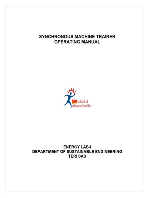 Synchronous Generator Trainer Pdf Electric Generator Electric Motor