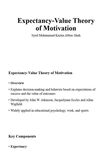Expectancy Value Theory Of Motivation K Pdf Motivational Motivation