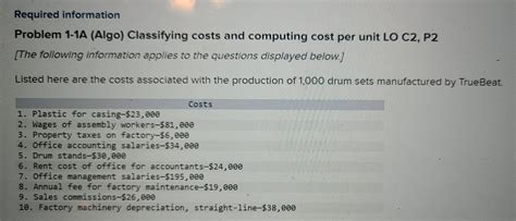 Solved Required Information Problem 1 1a Algo Classifying