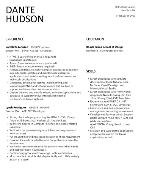 Aspnet Developer Resume Samples Velvet Jobs