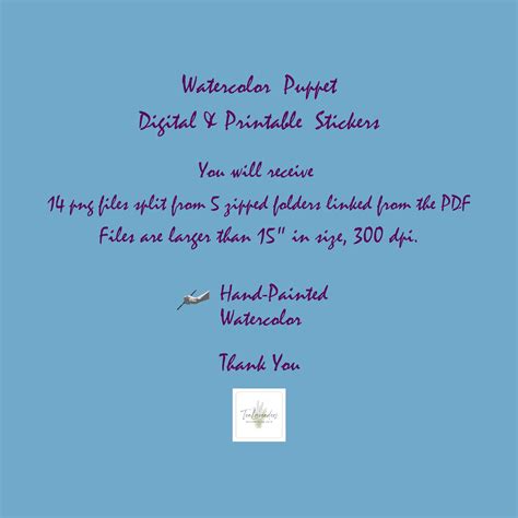 Puppet Digitalandprintable Stickers Png Setof14 Toy Stickers Print And Cut Stickers Watercolor