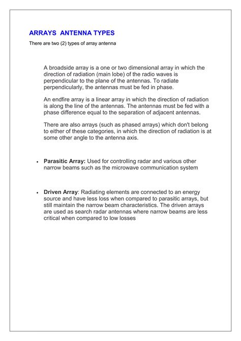 Antenna Arrays Assignment Introductiontypeexamples And Application