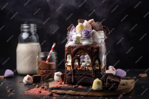 Premium Ai Image Generative Ai Chocolate And Donuts Extreme Milkshake
