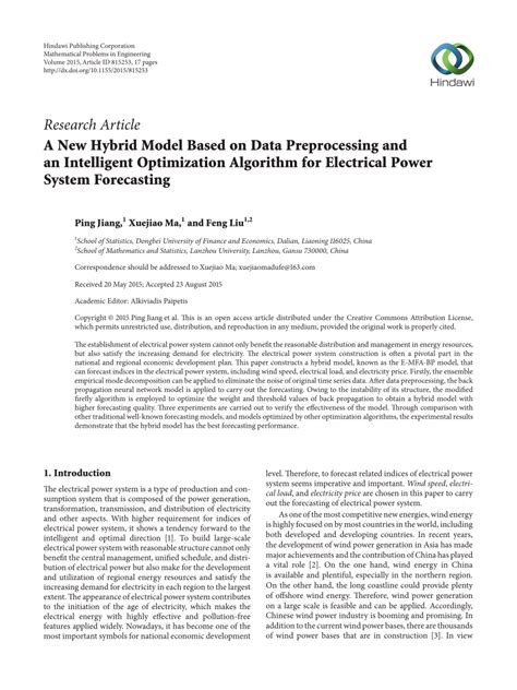Pdf A New Hybrid Model Based On Data Preprocessing And An Intelligent