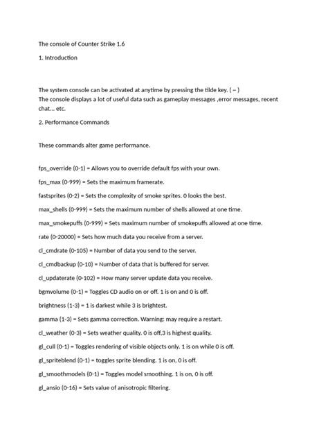 Console Of Counter Strike 1 6 Pdf Computing
