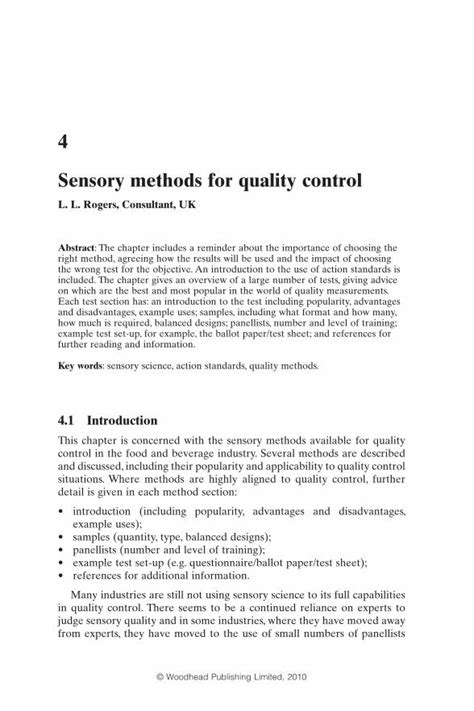pdf sensory analysis for food and beverage quality control sensory