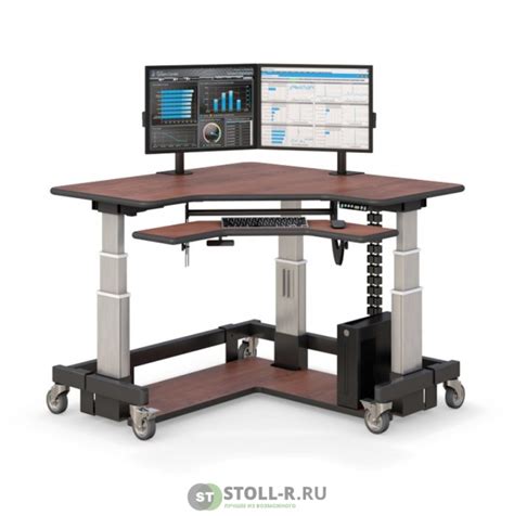Компьютерный стол угловой с регулировкой высоты - Stoll-R