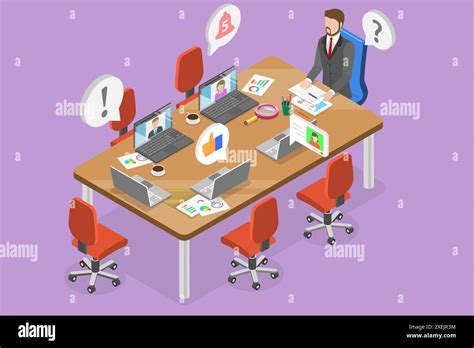 3d Isometric Flat Conceptual Illustration Of Hybrid Work Model Flexible Workspace Structure 3d