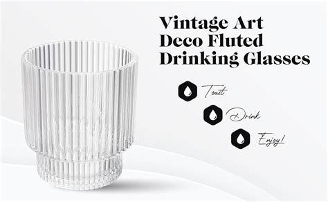American Atelier Vintage Art Deco Fluted Drinking Glasses