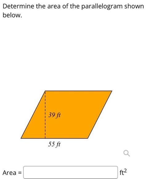 Solved Determine The Area Of The Parallelogram Shown Below Chegg