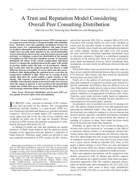 Pdf A Trust And Reputation Model Considering Overall Peer Consulting Distribution Zhangang