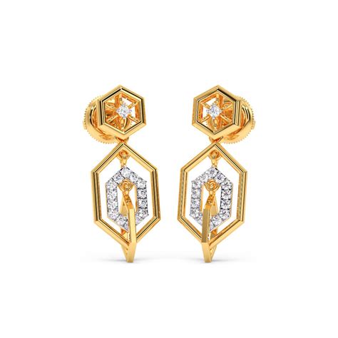 Hexagon Symmetries Diamond Dangle Earrings Candere By Kalyan Jewellers