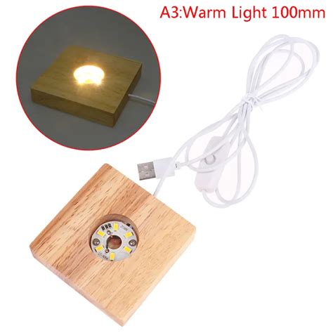 ขาตั้งฐานไฟ Led ไม้สี่เหลี่ยมสำหรับวางแก้วคริสตัล Th