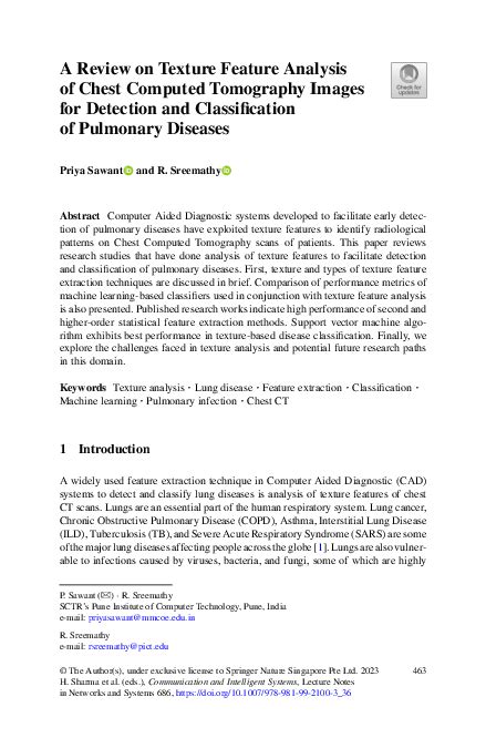 Pdf A Review On Texture Feature Analysis Of Chest Computed Tomography