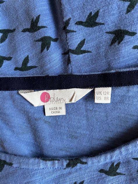 Boden Phoebe Jersey Dress Bird Print Midi Blue Women Gem