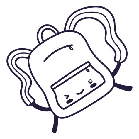 Drawing Of Kawaii Backpack Png And Svg Design For T Shirts