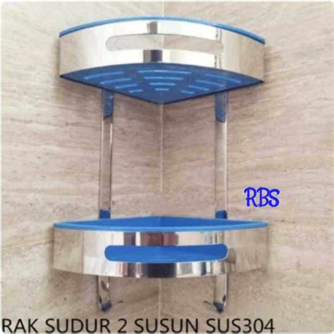 Rak Sudut Duble Stainless Plat Biru Rak Sudut Kamar Mandi SUS Rak Sudut Susun Lazada