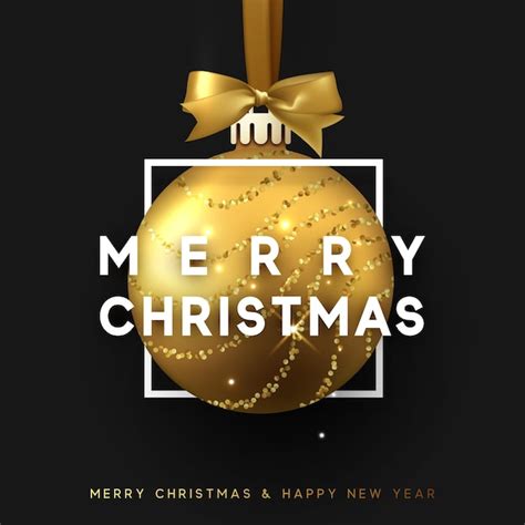 Adorno De Navidad Sobre Fondo Negro La Bola Dorada De Navidad En Marco