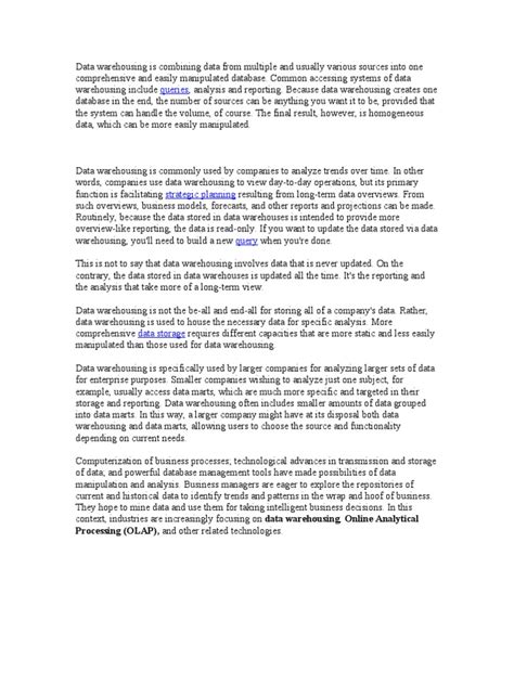 Management Information System Gtu Mba Data Mining And Warehousing Pdf Data Warehouse Data