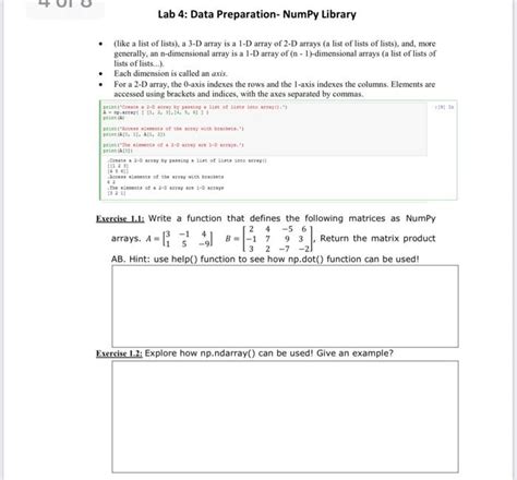 Solved 4 O Lab 4 Data Preparation Numpy Library Like A