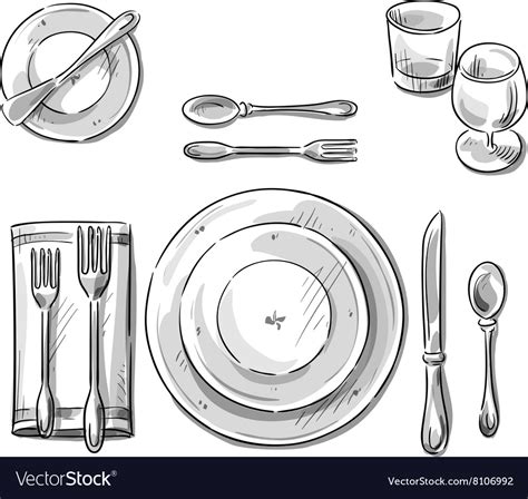 Table Setting Royalty Free Vector Image Vectorstock