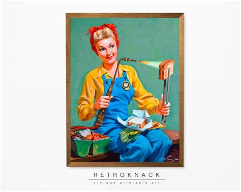 Rosie The Riveter Poster Printable Wall Art Rare Mid Century Print