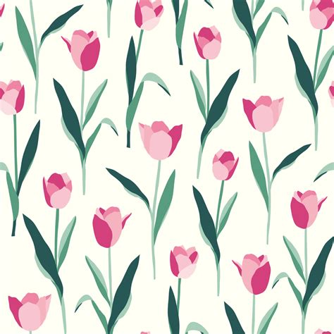 Tulips Flowers Seamless Pattern On White Background 2056398 Vector Art At Vecteezy