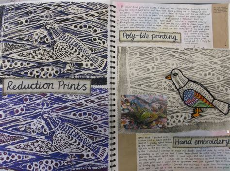 A Level Textiles Sketchbook Reduction Poly Tile Prints By Tahmina Textiles Sketchbook