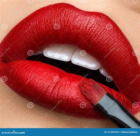 Macro And Close Up Creative Make Up Theme Beautiful Female Lips Stock