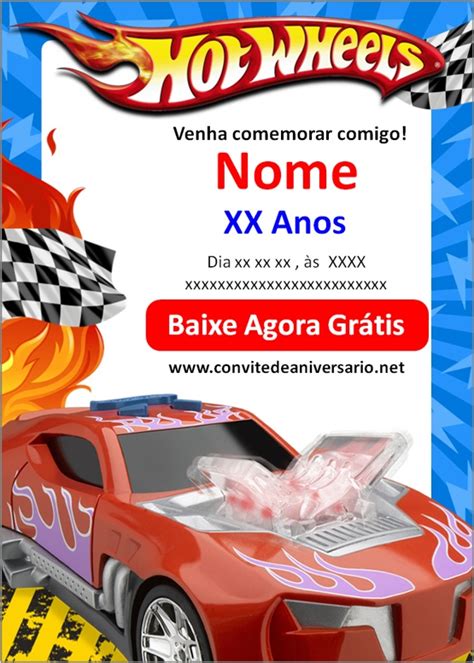 Hot Wheels Convite Virtual Animado Sinta a emoção das apostas o