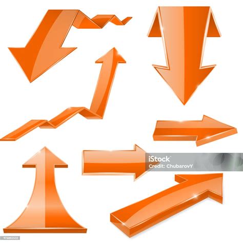 橙色3d 箭頭閃亮的圖示向量圖形及更多往上移圖片 往上移 立體 箭頭符號 Istock