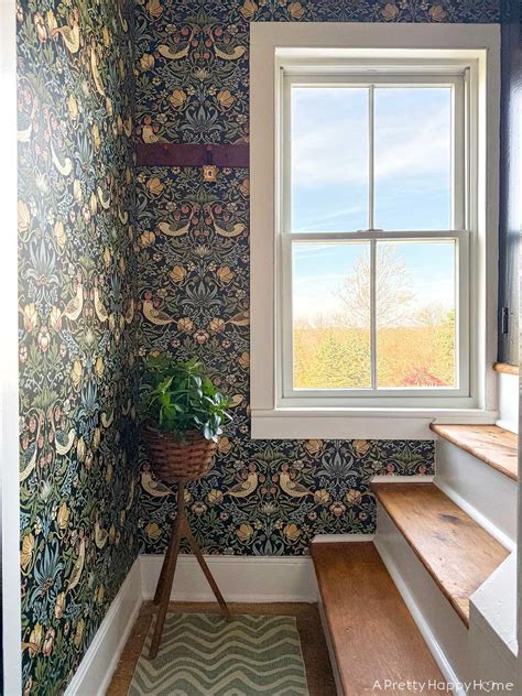 Wallpapered Stairwell Before And After A Pretty Happy Home