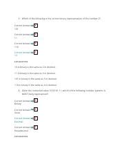 CIS 109 Week 2 Concept Quiz Chapter 1 2 Docx 1 Which Of The Following Is The Correct Binary
