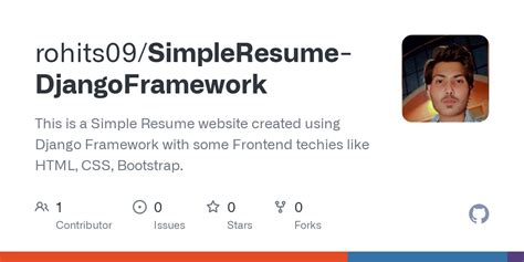 Github Rohits Simpleresume Djangoframework This Is A Simple Resume Website Created Using