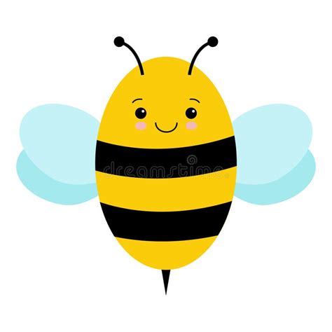 Vector Cute Cartoon Bee Isolated On White Background Kawaii