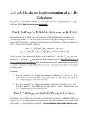 Hardware Implementation Of Bit Calculator Lab Course Hero