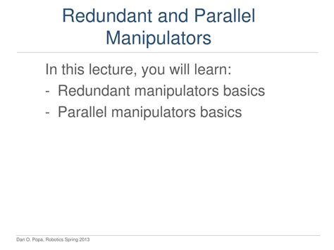 Ppt Redundant And Parallel Manipulators Powerpoint Presentation Free Download Id1445522