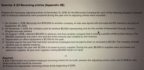Solved Exercise 2 22 Reversing Entries Appendix 2b Prepare