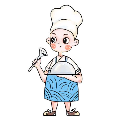 작은 요리사 남성 손으로 그린 만화 귀여운 작은 전문 요리 요리 조리 쿠킹 Png 일러스트 및 Psd 이미지 무료 다운로드