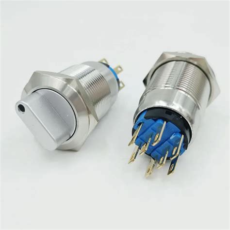 Color 2 Positions 3 Pins Voltage Self Lock Size 1no1nc 19mm Metal Rotary Push Button Brass