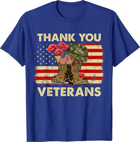 Thank You Veteran Veterans Day American Us Flag Poppy Flower T Shirt