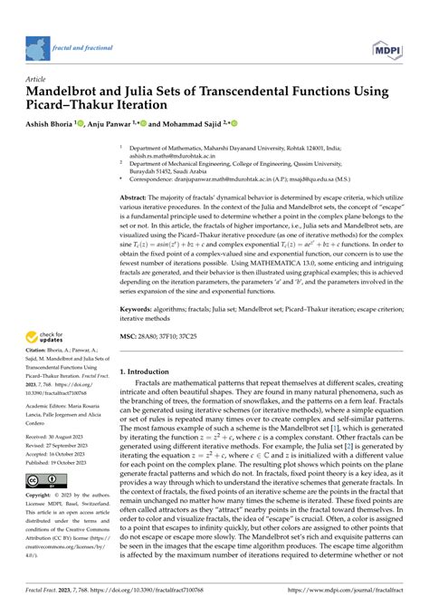 Pdf Mandelbrot And Julia Sets Of Transcendental Functions Using