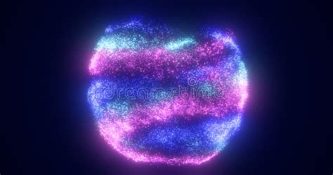 Abstract Sphere Ball Of Blue And Purple Glowing Bright Flying Energy