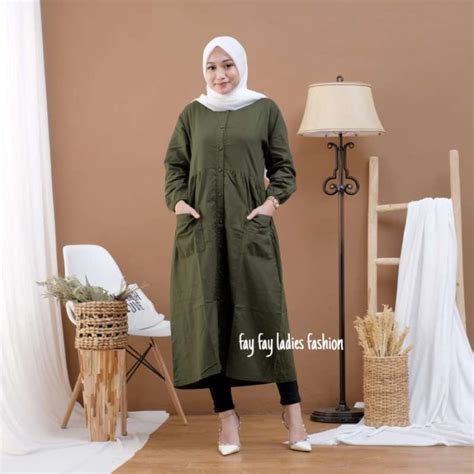 Promo Reguler Midi Dress Katun Linen Rami Premium Series 2 Army