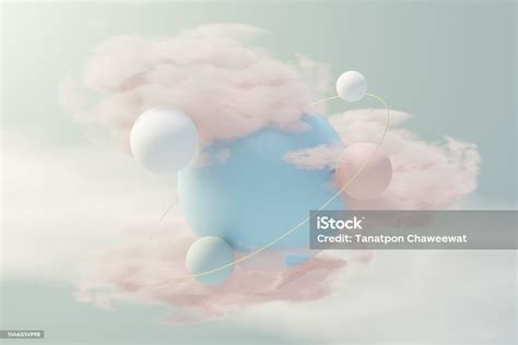 파스텔 공의 3d 렌더링 비누 방울 파스텔 배경에 고립 된 공중에 떠있는 얼룩 추상적 인 장면입니다 그라데이션에 대한 스톡 사진