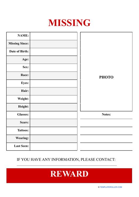 Missing Person Template Free