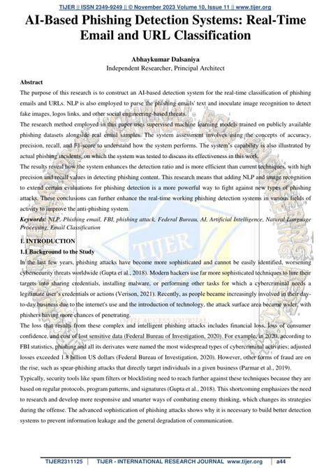 Pdf Ai Based Phishing Detection Systems Real Time Email And Url Classification