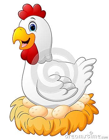 Cute Hen Brooding Her Egg Vector Illustration CartoonDealer 71207952